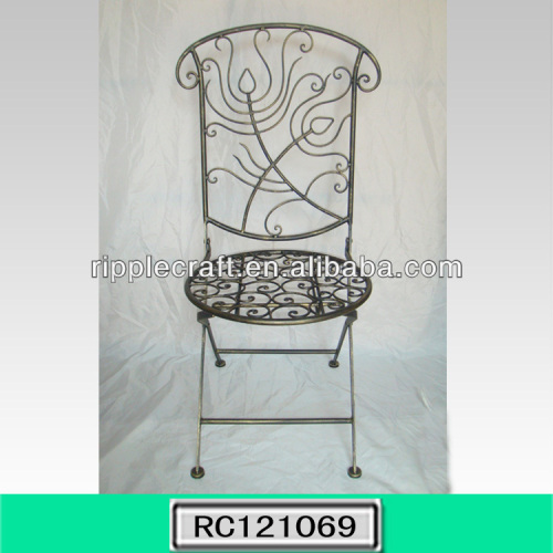 Antique Black Wrought Iron Folding Chair, High Quality Antique Black ...