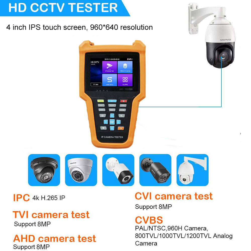 4 Inch Hd Cctv Tester Ip Camera Tester Monitor Ipc Poe Testers For Cctv ...