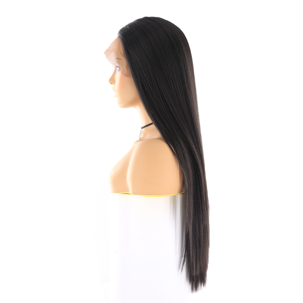 Wholesale Long Middle Part Yaki Straight Lace Front Wig With Natural ...