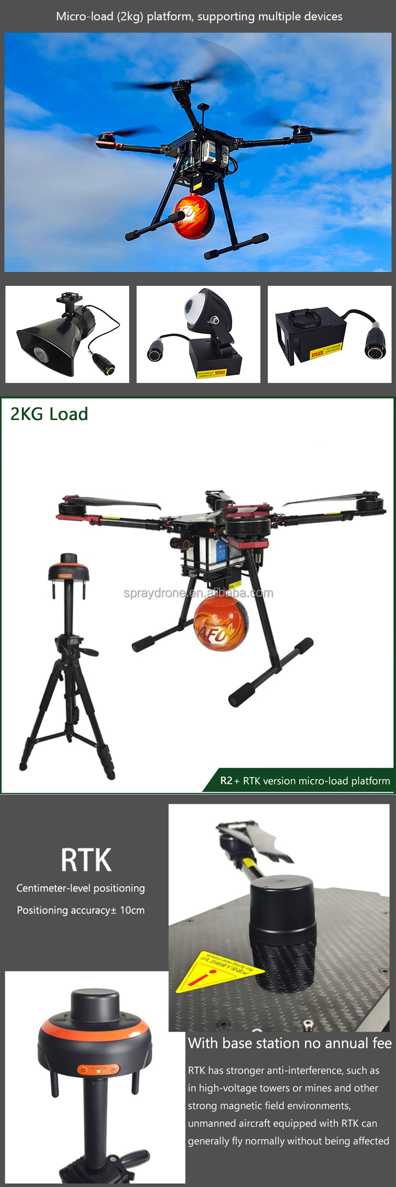 2kg Load Multi-functional Uav Drone For Surveying Inspection Searching ...
