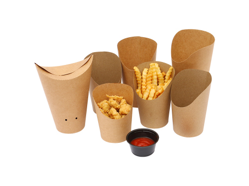 16oz Custom Logo Fast Food Disposable French Fries Kraft Paper Cups For