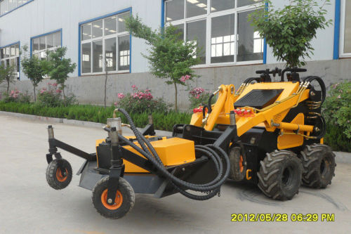 Mini 300kg Earthwork Skid Steer Loader With Lawn Mower 0.15cbm Bucket ...