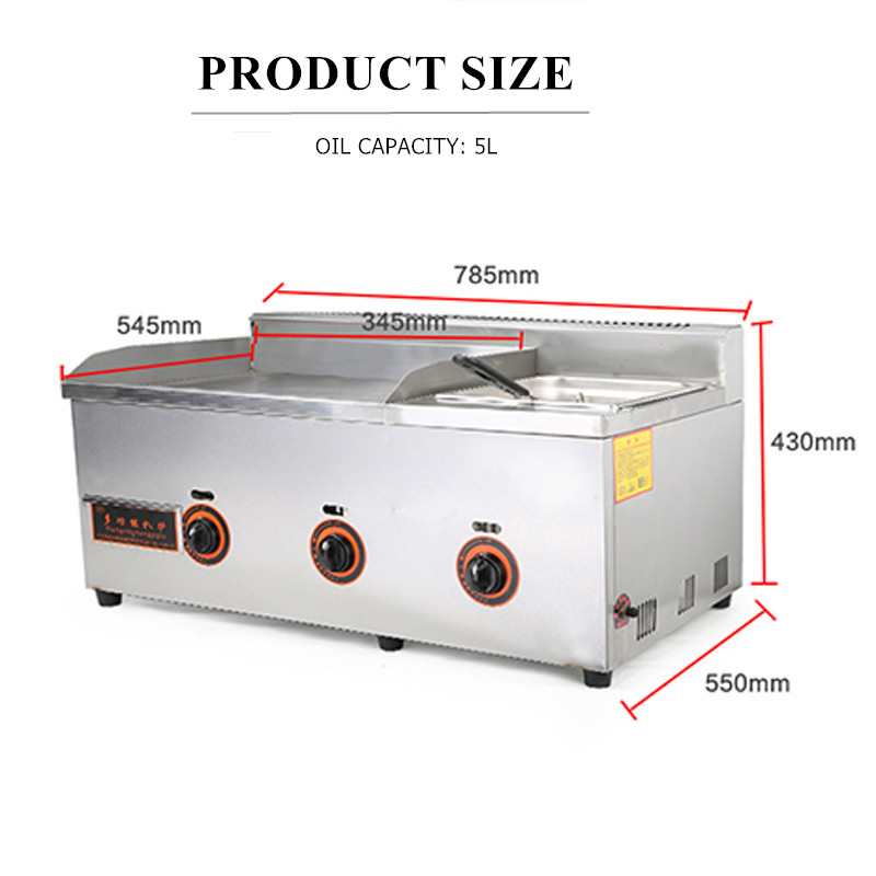 Stainless Steel Large Pancake Griddle With Deep Fryer - Gas Griddle ...