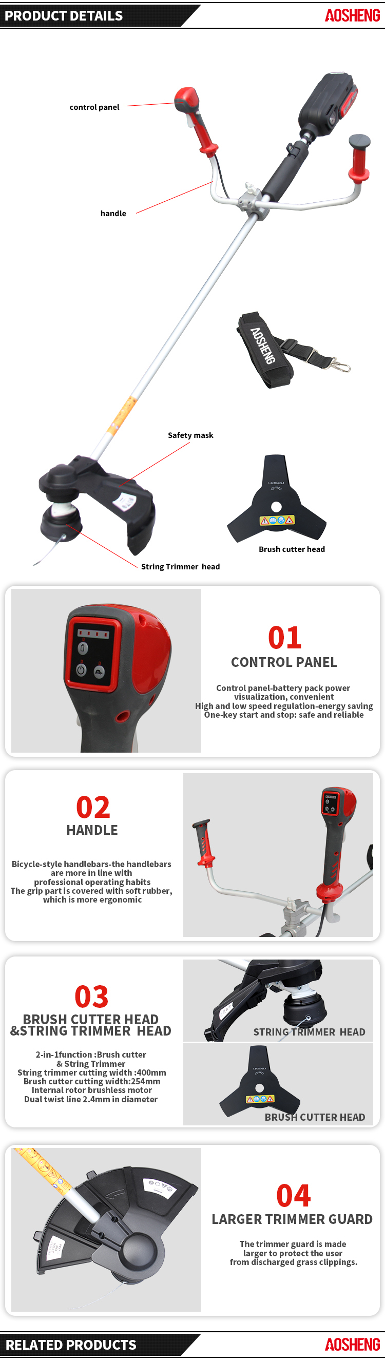 40v Cordless Brush Cutter & String Trimmer 2-in-1 With 5.0ah Battery ...