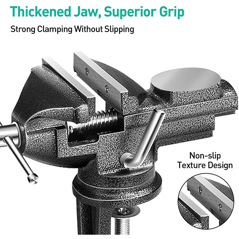 General Purpose 3-inch Table Tiger,360 Degree Rotating Base Vise, Heavy ...