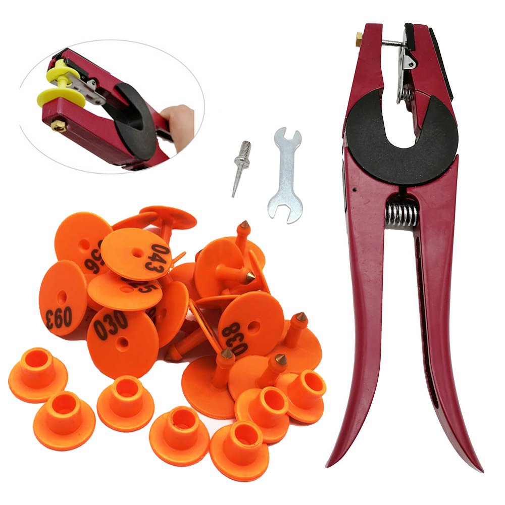 100pcs Ear Tag And Applicator No 001~100 Dia 30mm Anti Dropping Round ...