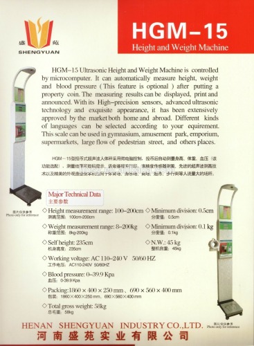 Hgm-15 Ultrasonic Weight Height Bmi Blood Pressure Scale, High Quality ...