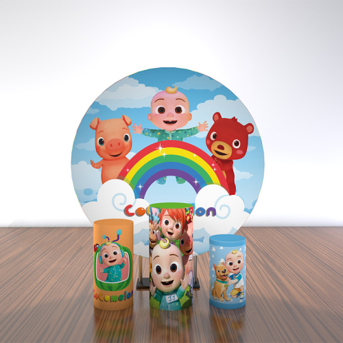 Cocomelon Round Backdrop Tension Fabric Background, High Quality ...