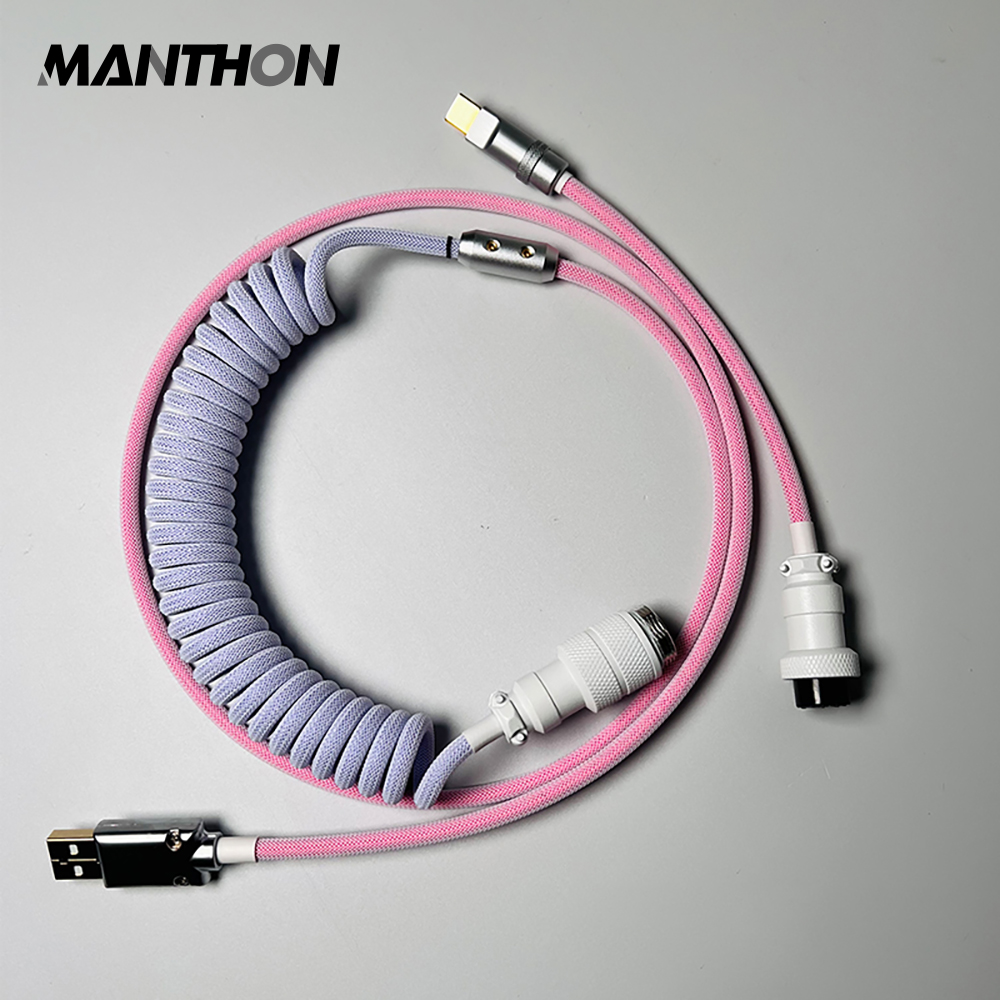 Maka Powder Colour Coiled Type C Cable For Aviation Mechanical Keyboard ...