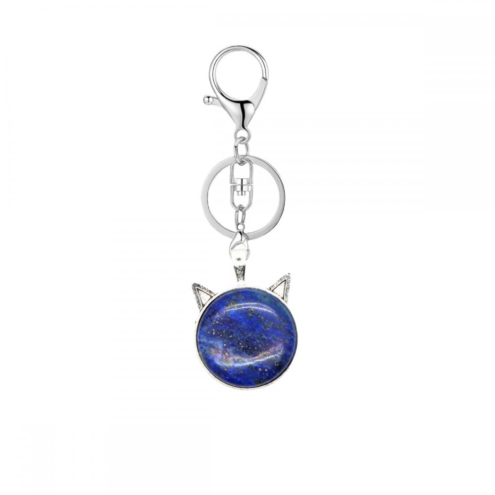 Gemstone Cat Shape Crystal Stone Keychains Natural Stone Animal Bag ...