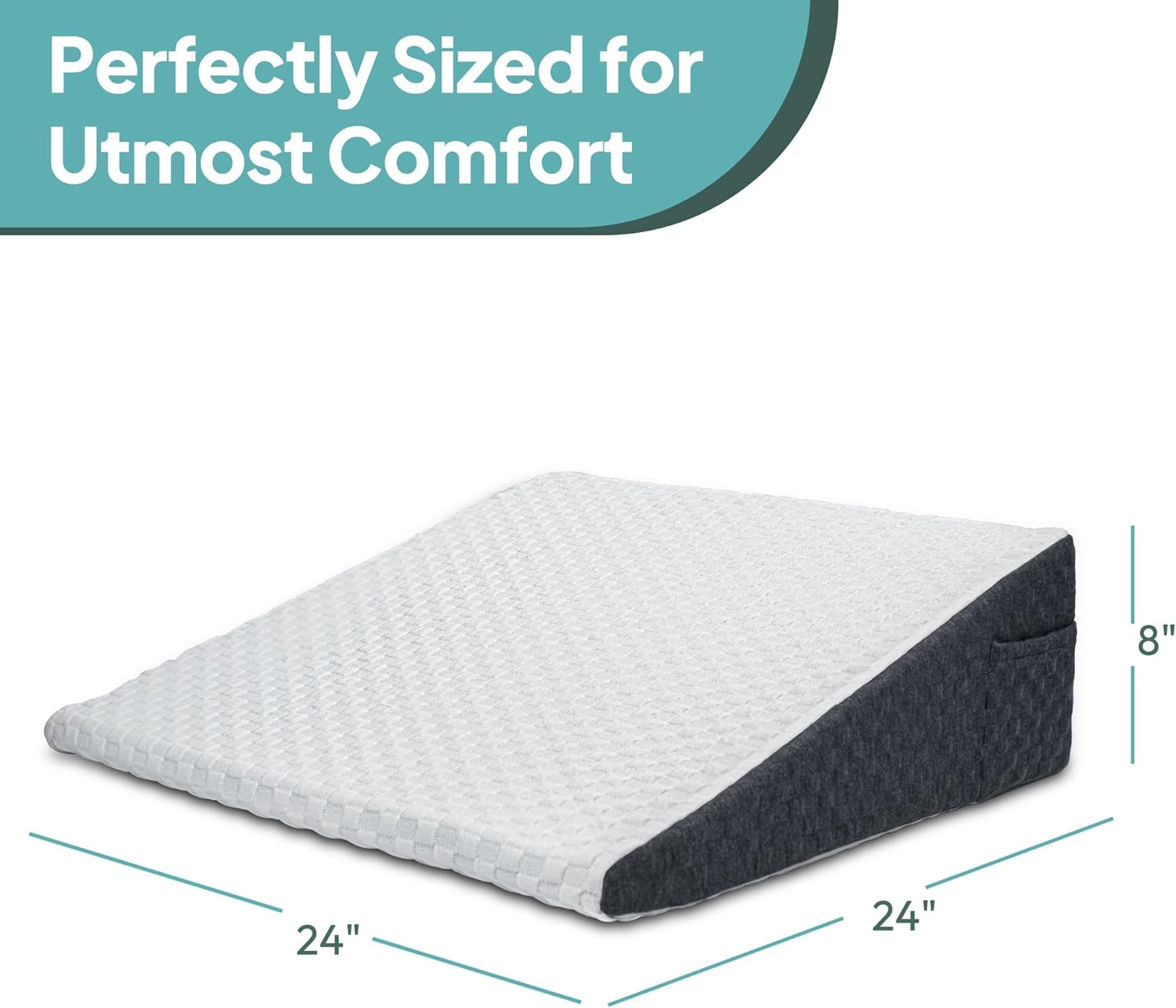 8 Inch Memory Foam Bed Wedge Pillow For Elevated Sleeping Support, High ...