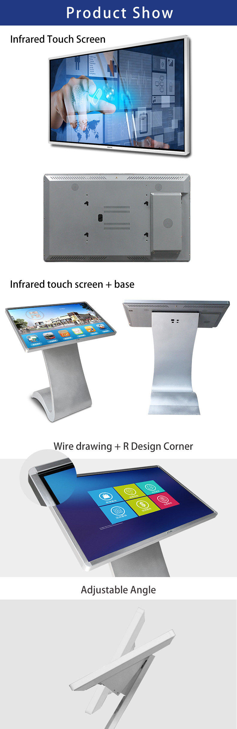 55 Inch Touch Screen Monitor With Tactile Display And Base, High ...