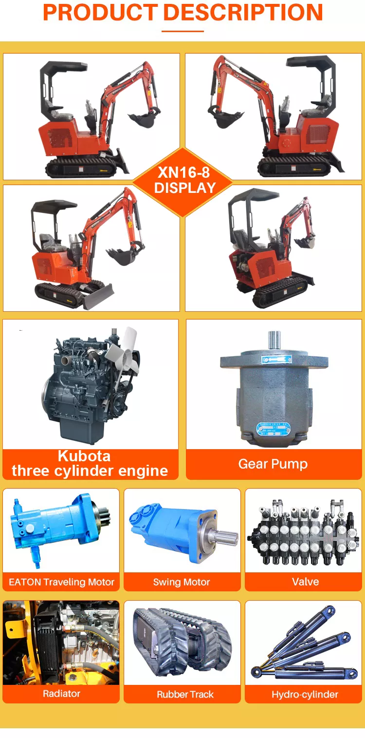 Mini Excavator Xn16-8 Crawler Excavator 1.5ton คุณภาพสูง Mini Excavator ...