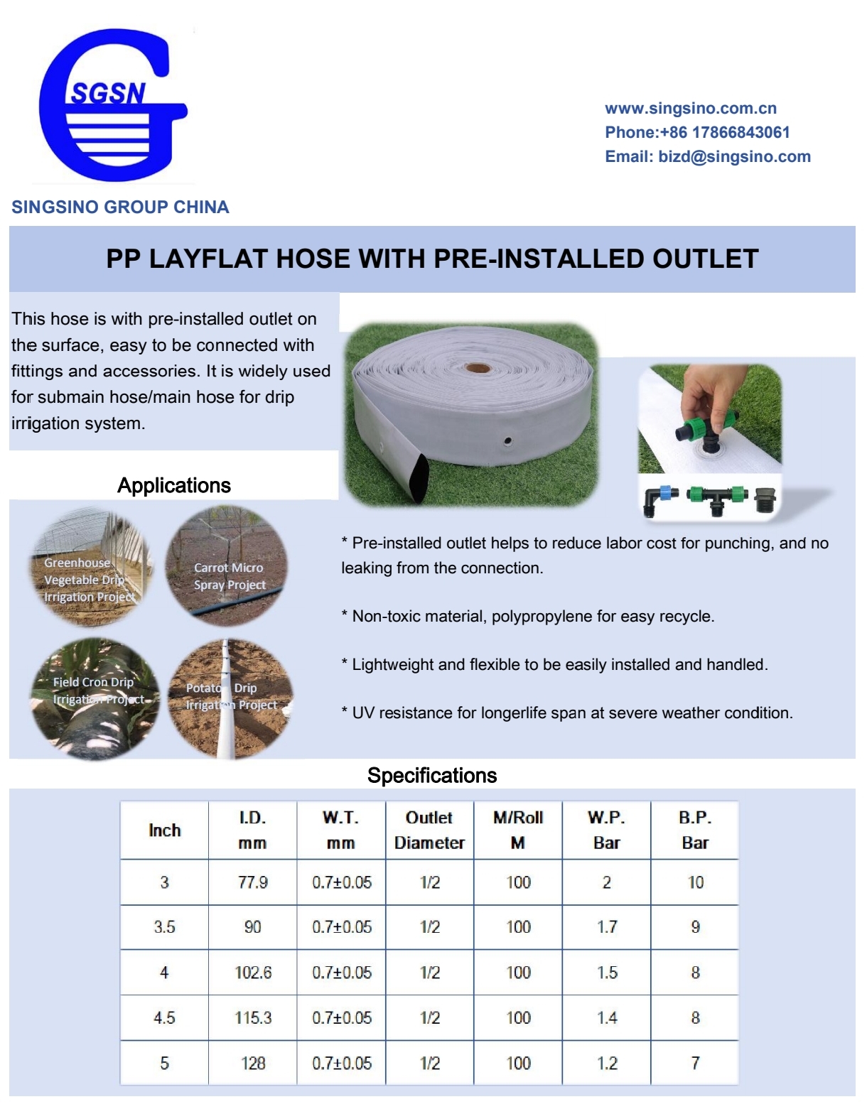 Drip Irrigation Pp Lay Flat Hose With Pre-installed Outlet, High ...