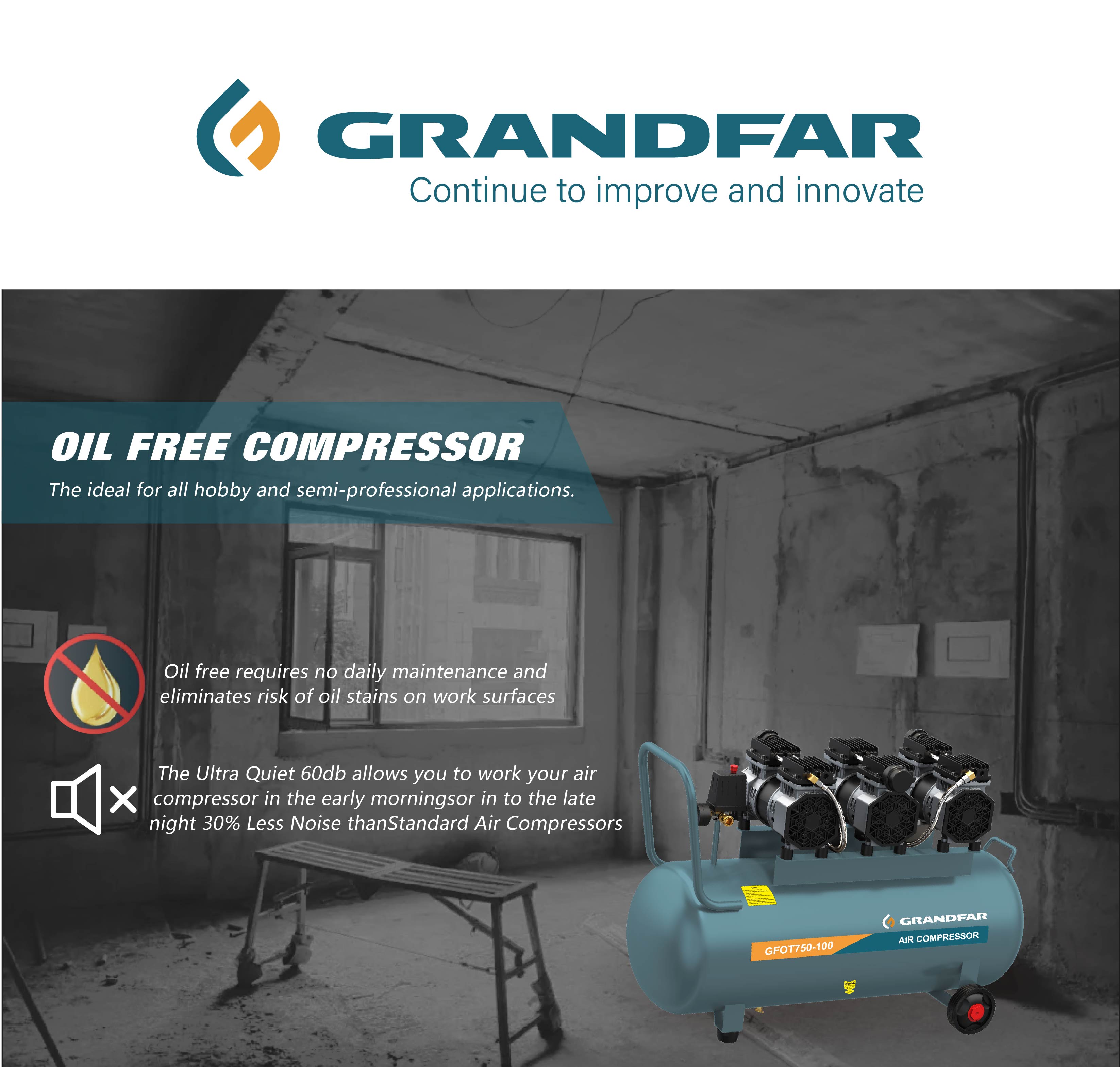Grandfar 220v 1.0hp High Pressure Portable Industrial Air Compressor ...