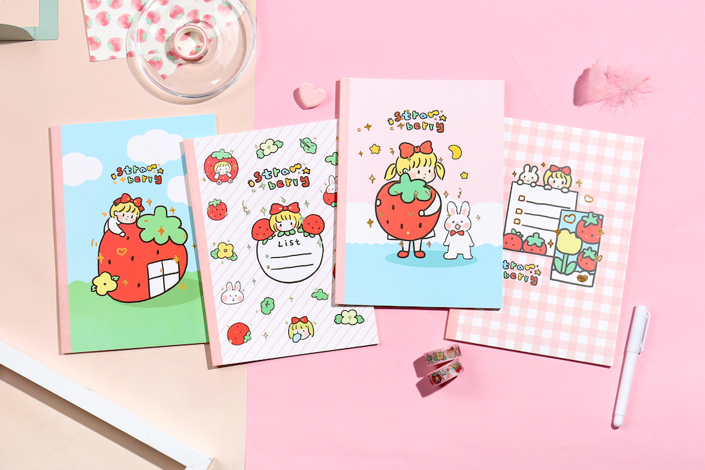 Wholesale Kawaii Strawberry Design B5 Glue Bound Softcover Composition ...