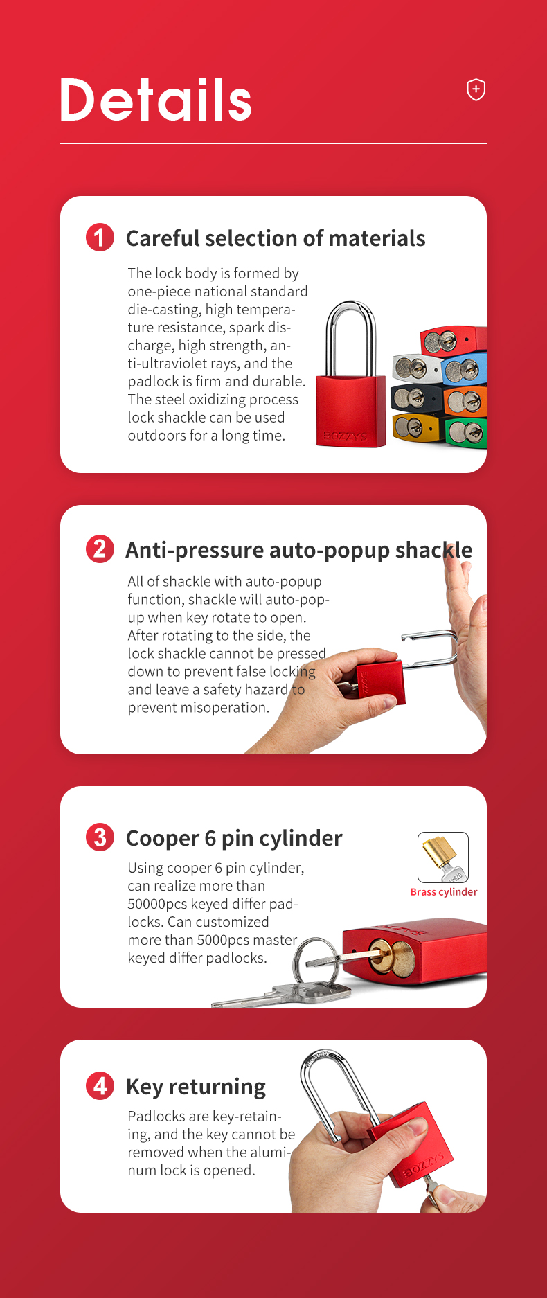 Oem Anodized Aluminium Universal Lockout Padlock With Master Key, High ...