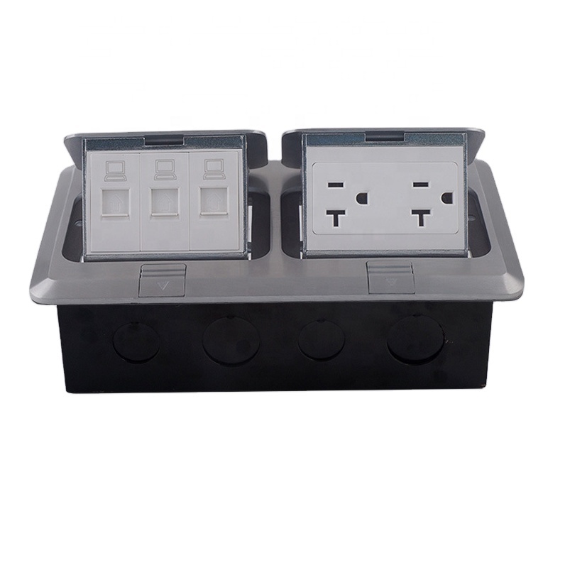 Silver Dual Pop-up Floor Box Electrical Kit With Usb Tr & 3-port Rj45 ...