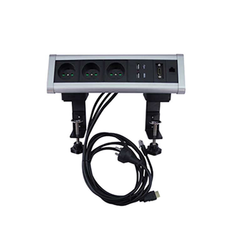 Triangle Type Furniture Desk With Edge Sockets, 3 Danish Table Clamp ...