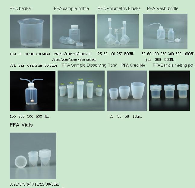 Pfa 시약 병 세척 병 체적 병 비이커, Bossgoo.com의 고품질 Pfa 시약 병 세척 병 체적 병 비이커