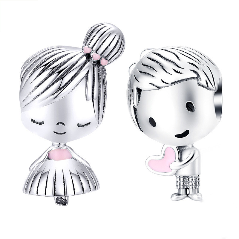 Cute Boy And Girl Love Couple Charms: 925 Sterling Silver Pendants For ...