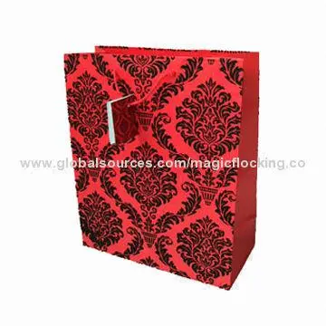 Flocked Packing Shopping Paper Bags, High Quality Flocked Packing ...