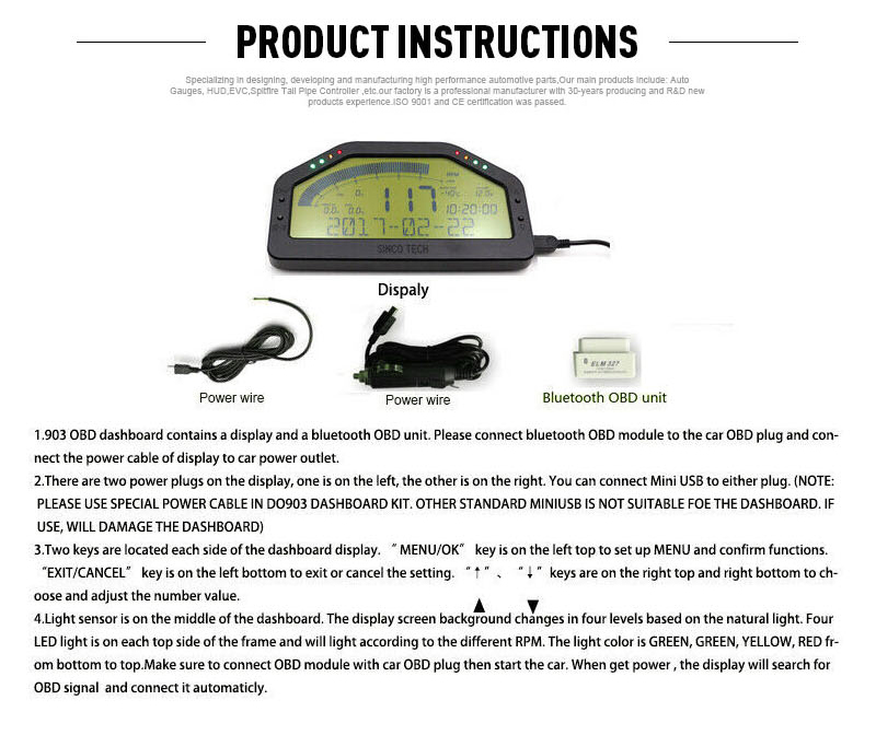 9-in-1 Race Dashboard Multi-function Sensor Kit With Lcd Screen And ...