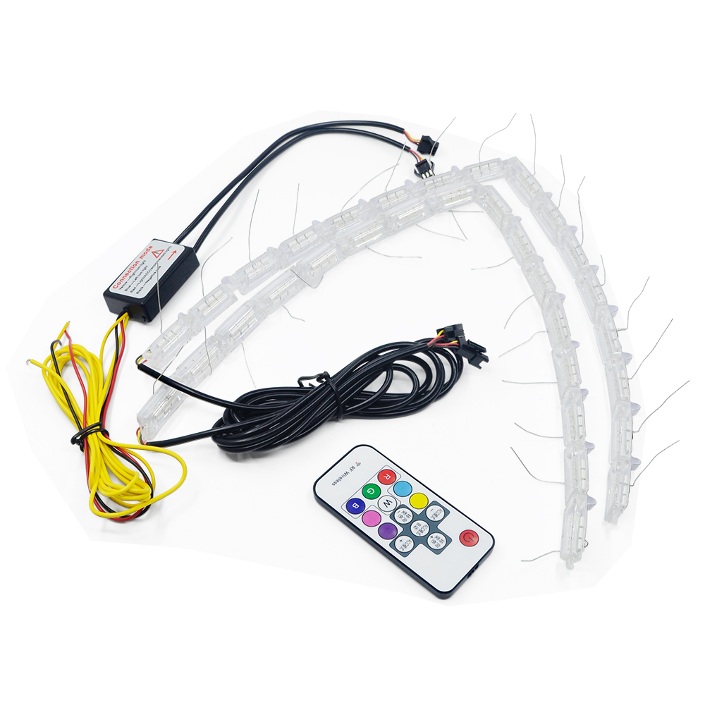 2pcs 12v 60cm Wrgb Drl Day Time Running Light Strip - Remote Control ...