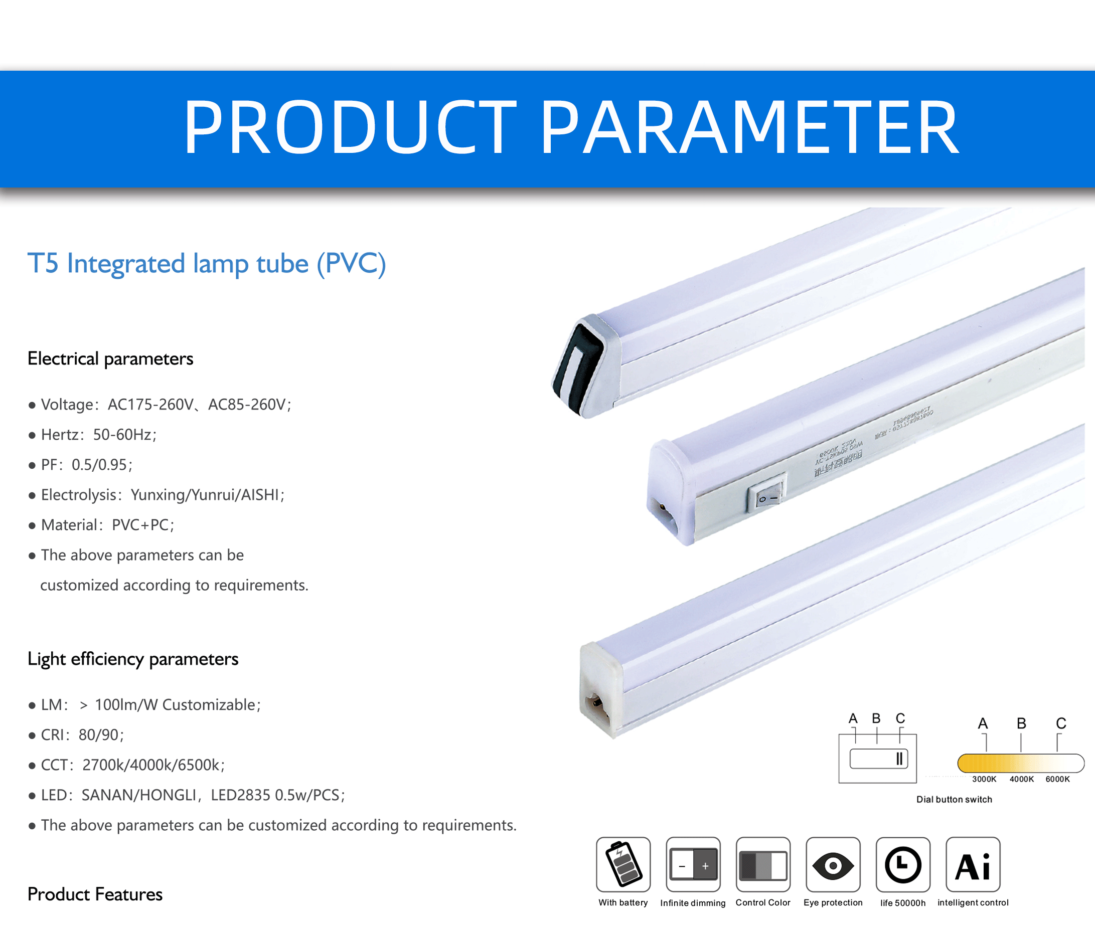 3ft 4ft Linkable T5 Led Integrated Tubes For Hotels Ac 220v, High ...