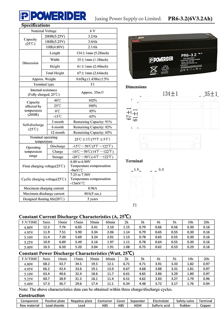 แบตเตอรี่ 6v 3.2ah Lead Acid Ups คุณภาพสูง แบตเตอรี่ 6v 3.2ah Lead Acid ...