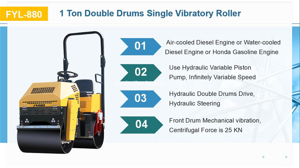 1 Ton Double Drum Vibratory Road Roller, High Quality 1 Ton Double Drum ...