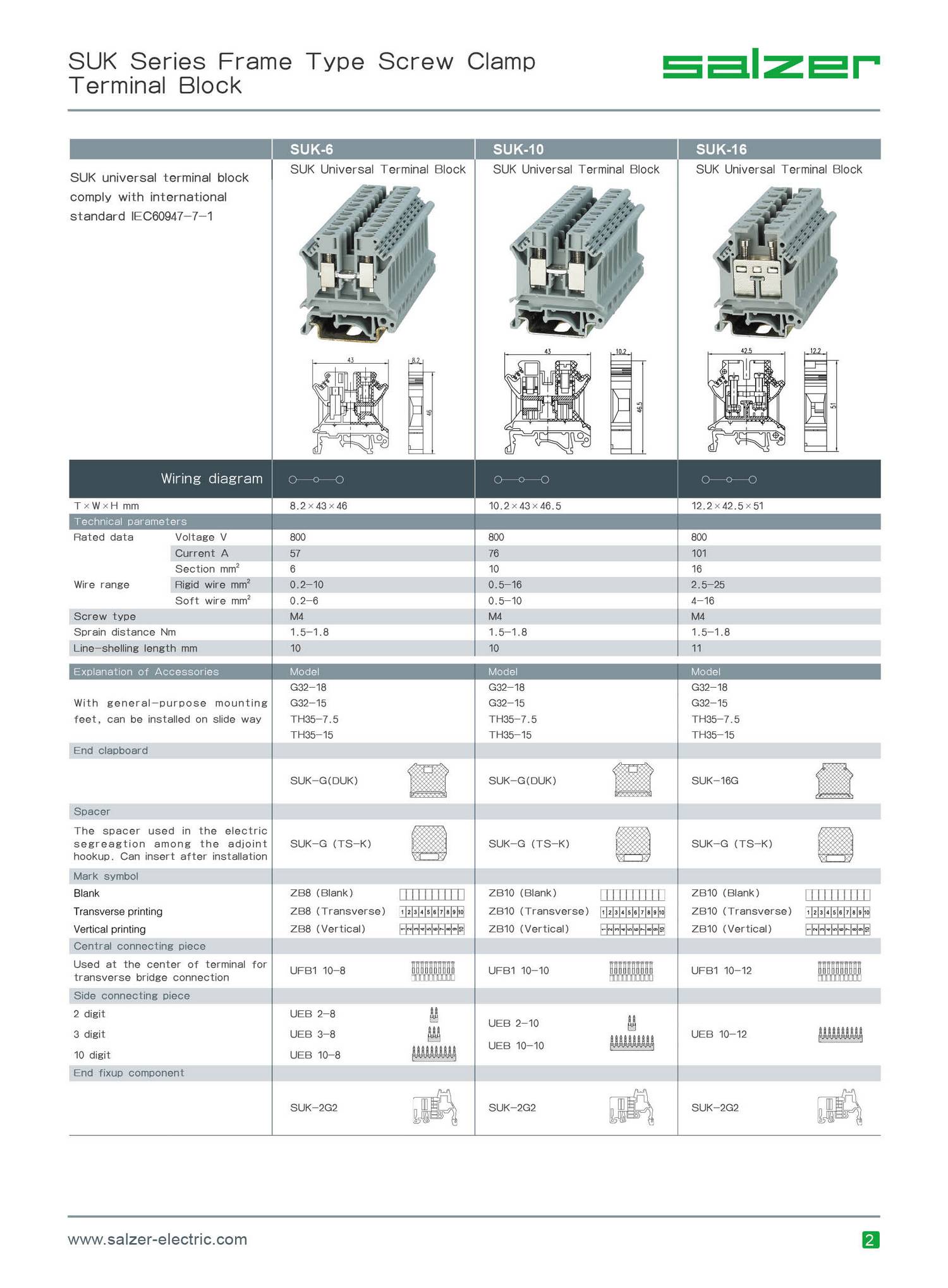 Salzer Suk-4/2x2 Fire Resistant Terminal Block, High Quality Salzer Suk ...