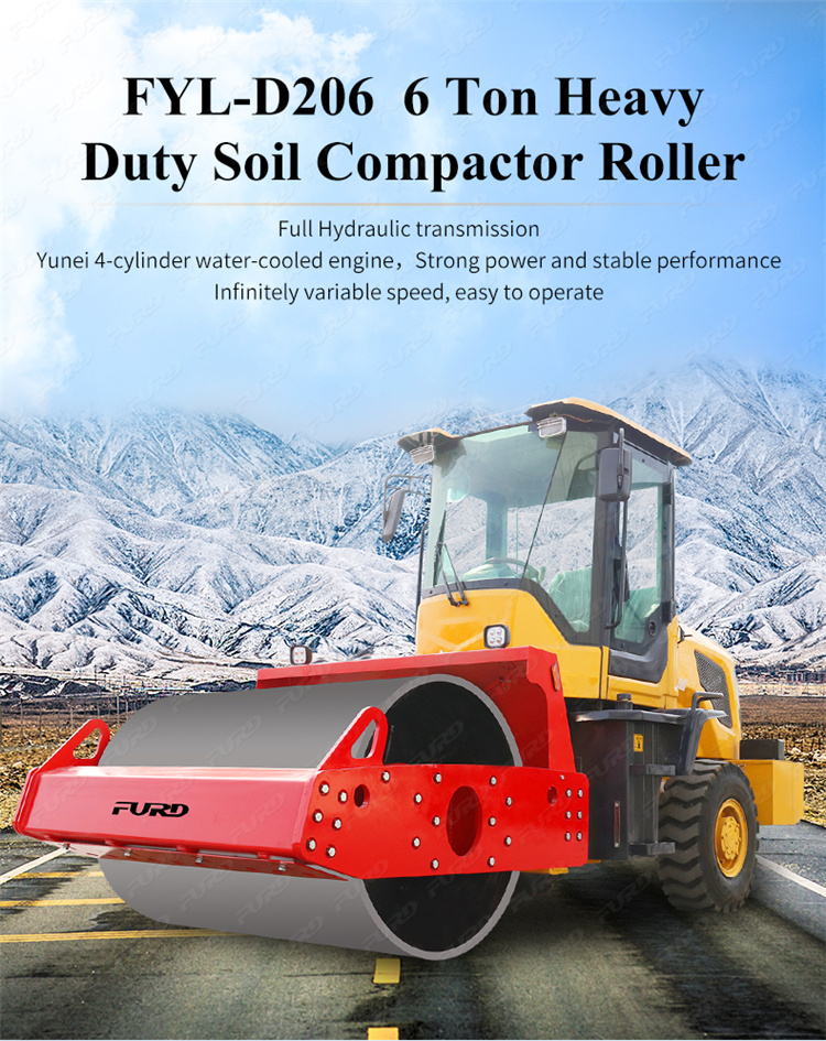6-ton Vibratory Roller With Front Steel Wheel And Rear Rubber Wheel ...