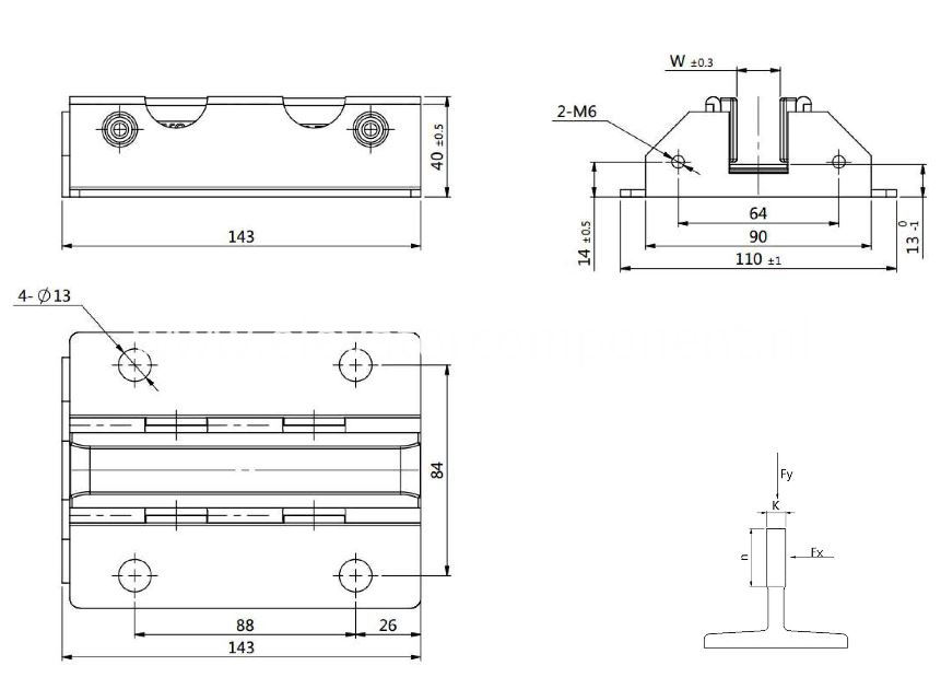 Counterweight Guide Shoe for ThyssenKrupp Lifts 10mm 16mm