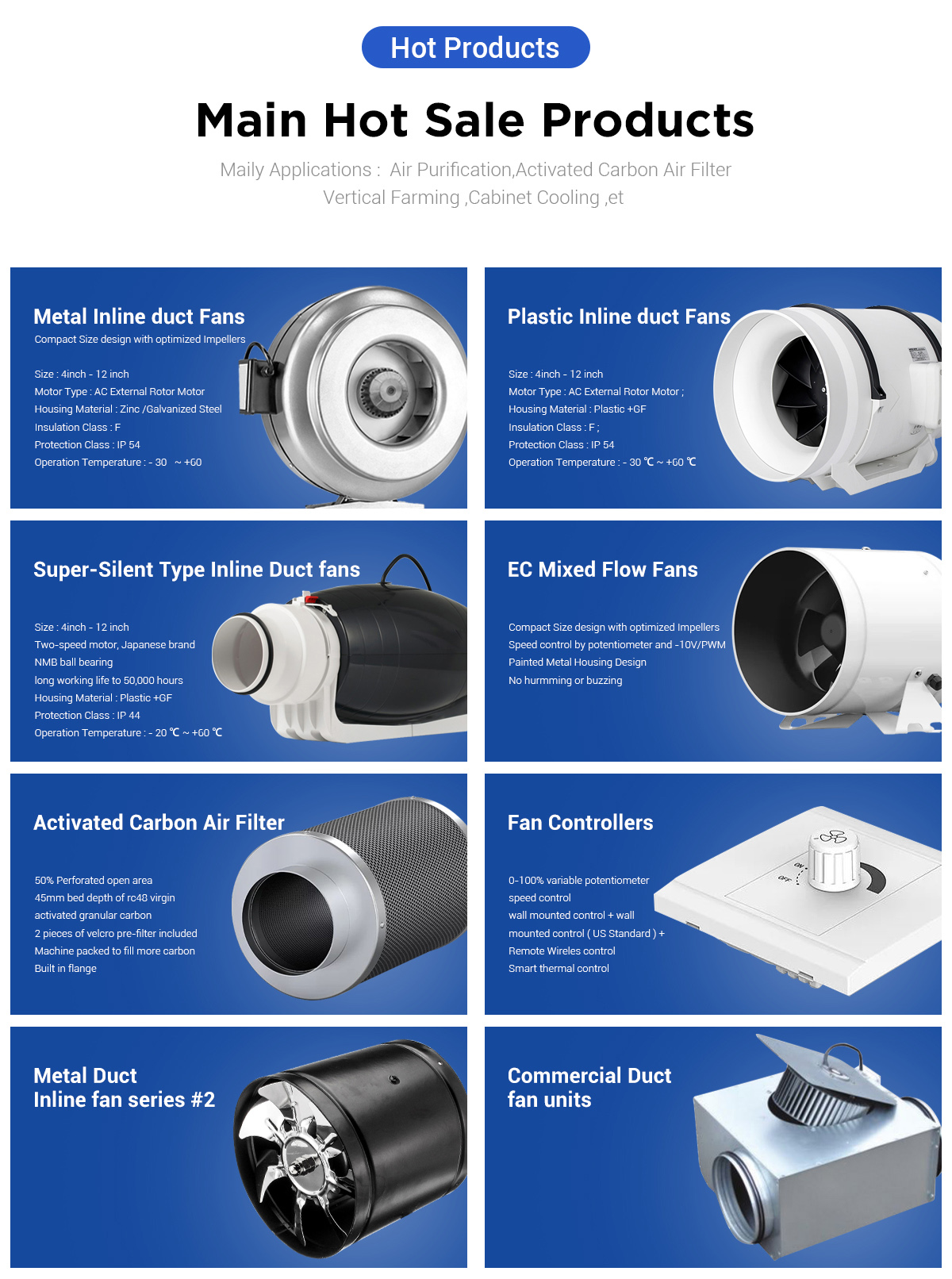 6'' Electric Centrifugal Reversible Axial Ventilation Inline Duct Fan ...