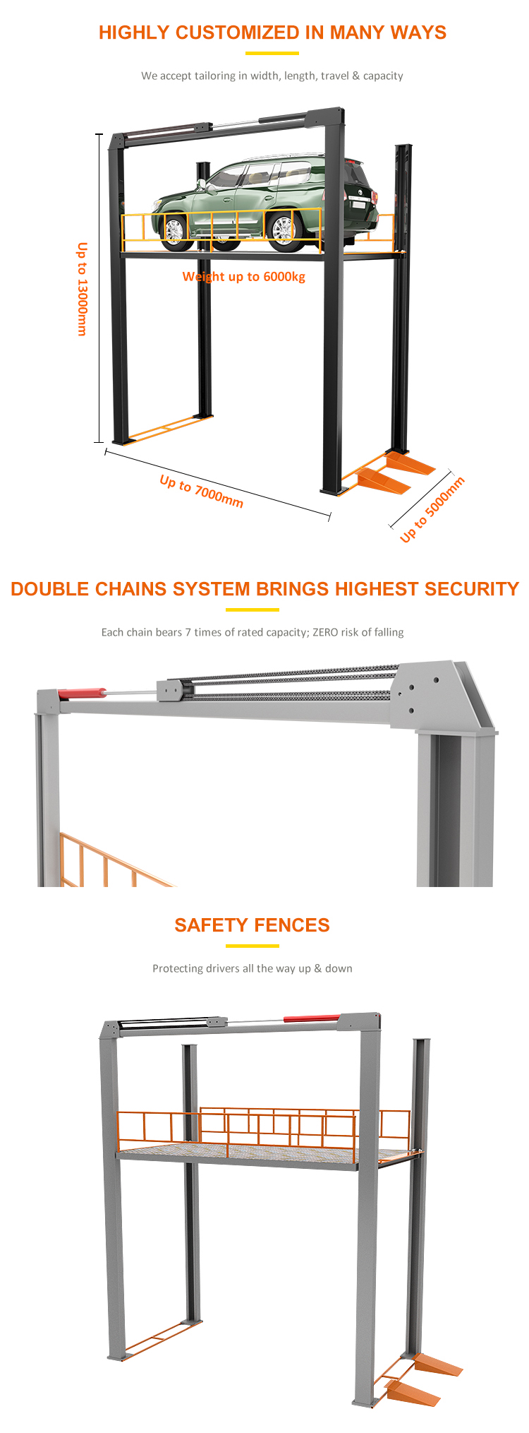 Vertical Car Lift Platform - Four Post Car Elevator Hydraulic Parking ...