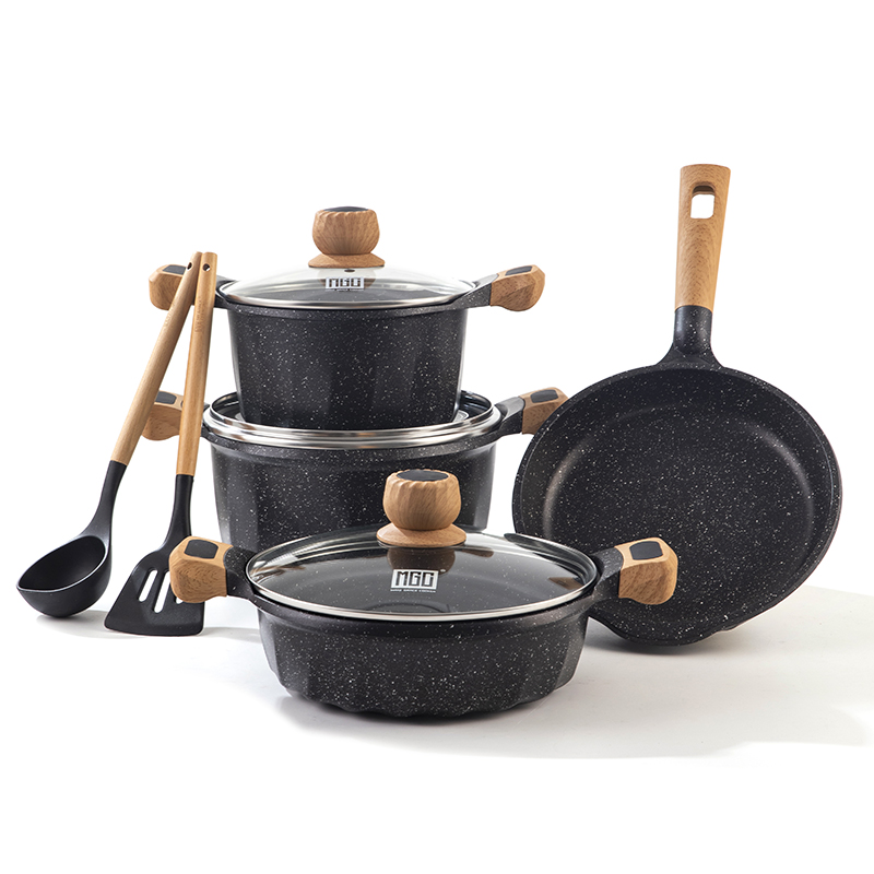 Mgc Nonstick Granite Induction Pots And Pans Set - 9 Pcs Kitchen ...