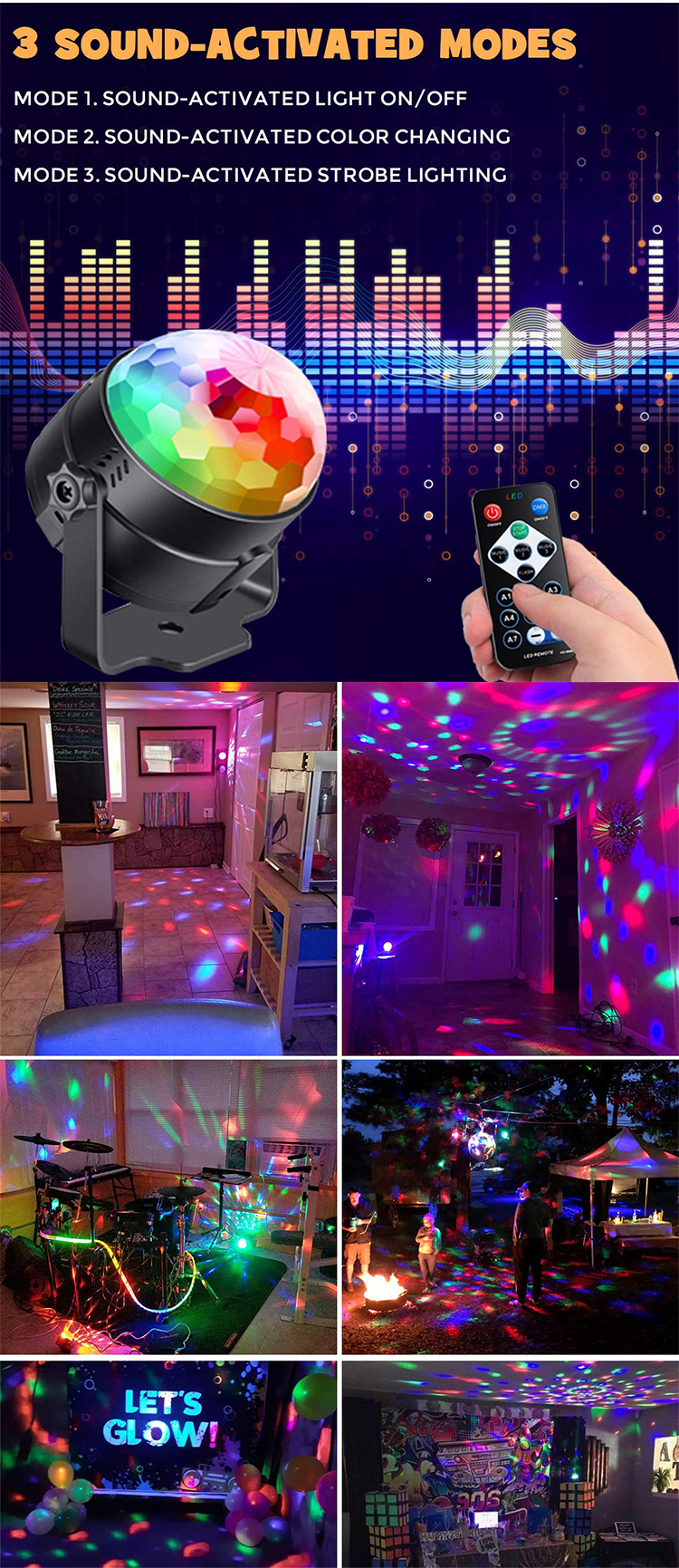 Sound Activated Rgb Led Disco Ball Stage Light - 7 Modes, High Quality ...