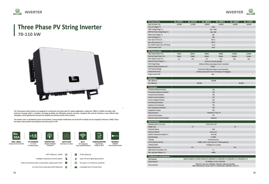 70kw Pv System Solar Power Triple Phase Inverter, High Quality 70kw Pv ...