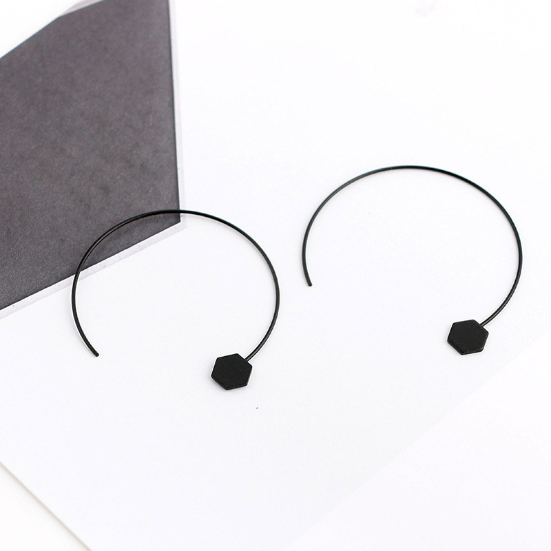 สุภาพสตรีน่ารักขนาดใหญ่ต่างหู Black Hoop คุณภาพสูง สุภาพสตรีน่ารักขนาด ...