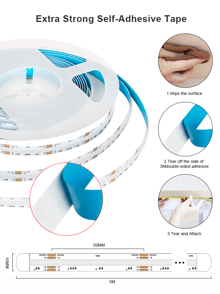 High Density Fcob Cob Rgb Led Light Strip - 810-840 Leds, Dc12v/24v ...