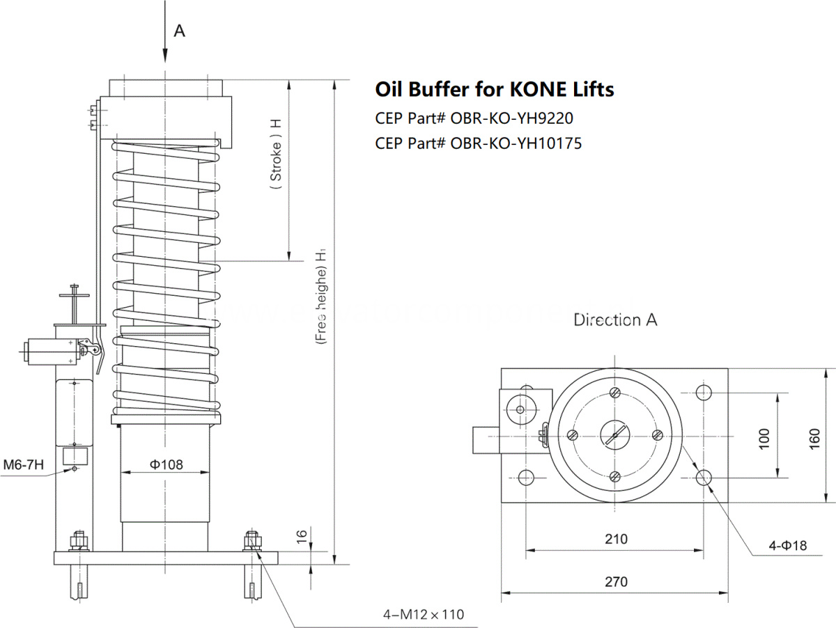 KONE Lift Oil Buffer ≤1.6m/s ≤1.8m/s