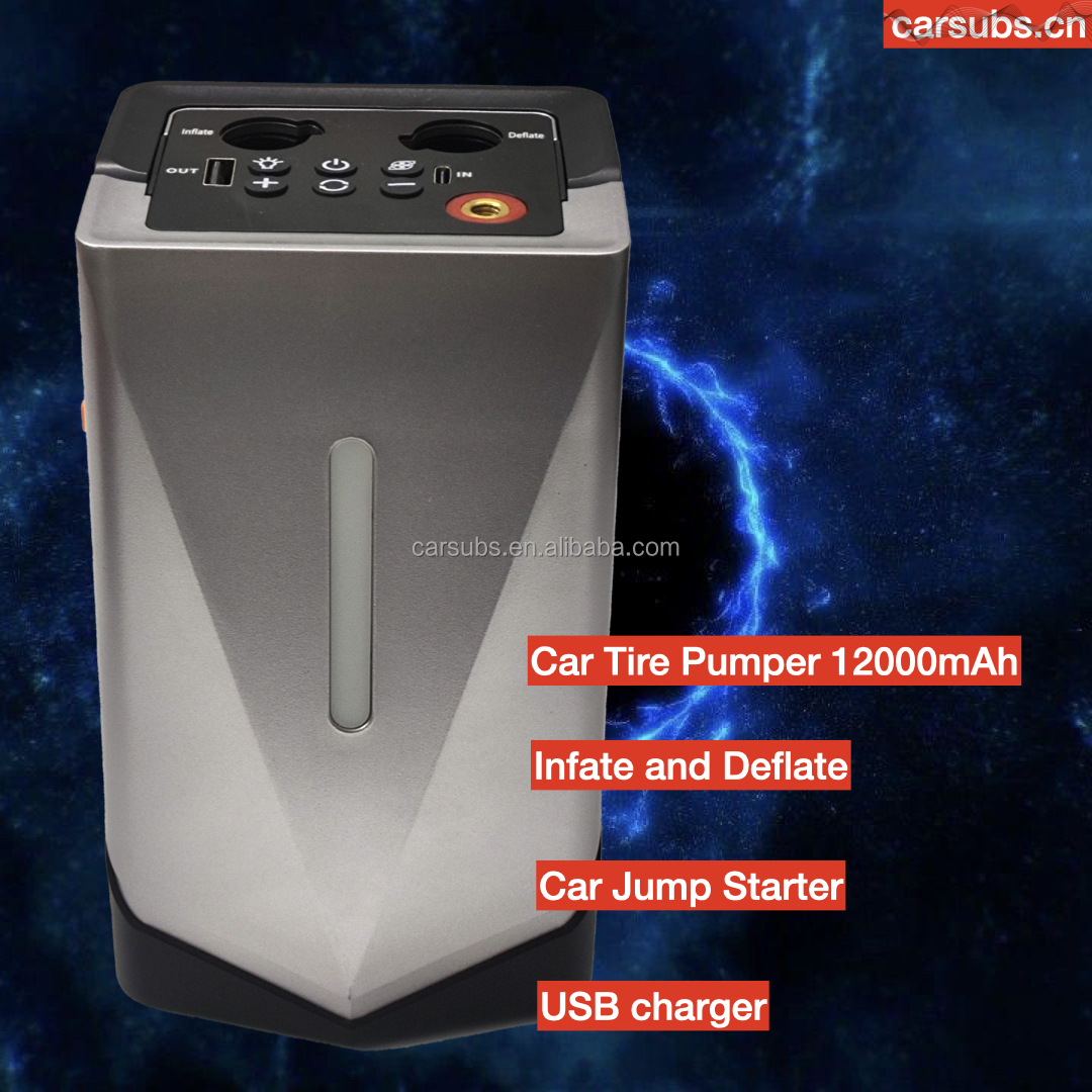 4-in-1 Car Battery Jump Starter With Usb Charger, Air Pump, Inflate ...