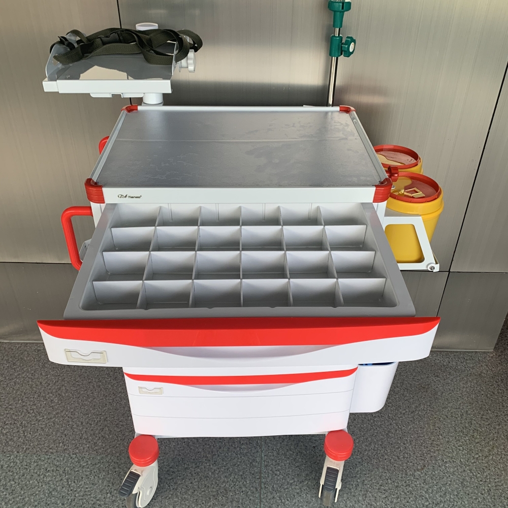 Hospital Adjustable Defibrillator Shelf Emergency Trolley, High Quality ...