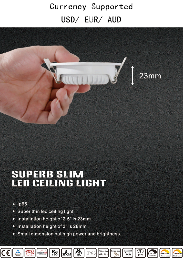 Honeycomb Anti-glare Slim Dimmable Cob Downlight Ip65 Led Spot Light ...