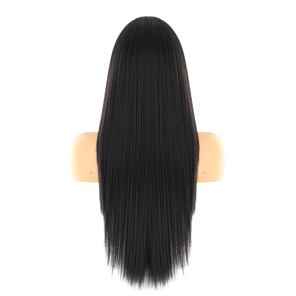 Wholesale Long Middle Part Yaki Straight Lace Front Wig With Natural ...