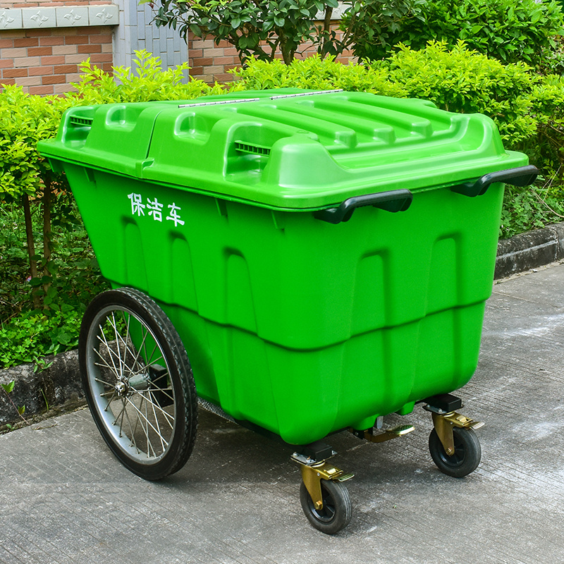 Outdoor 400-liter Wheeled Garbage Bin Trolley Cart With Wheels, High ...