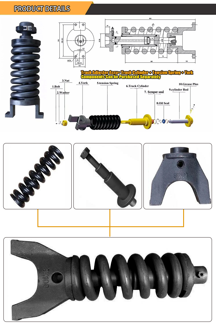 E70b Tensioner Assembly Track Adjuster Recoil Spring For Excavator ...