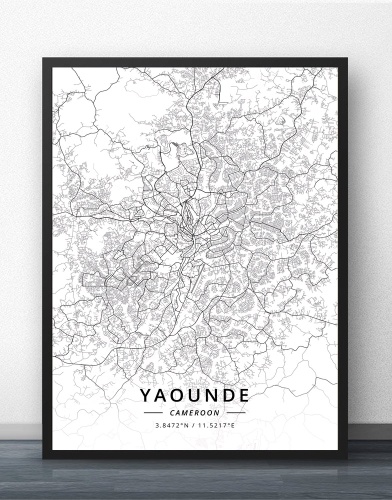 Douala Yaounde Cameroon Map Poster, High Quality Douala Yaounde ...