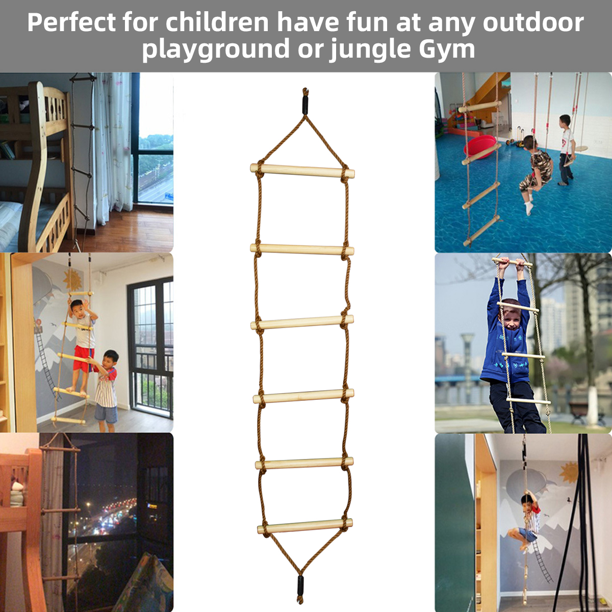 Tangga Tali Kayu Panjat Taman Bermain Untuk Anak-anak, kualitas tinggi ...